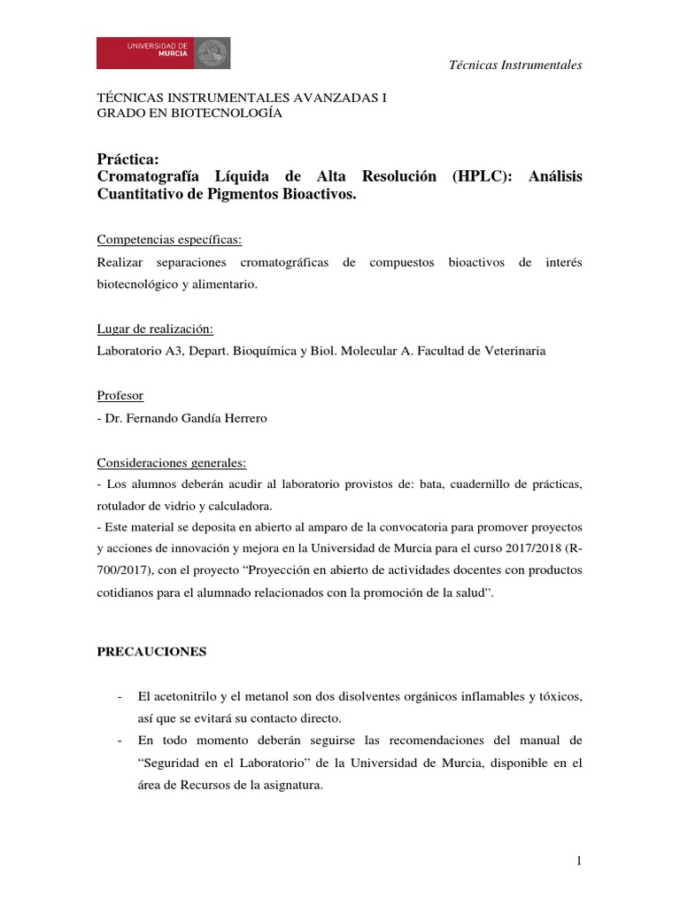 HPLC: Análisis de Betanina en Alimentos | PDF | Cromatografía ...