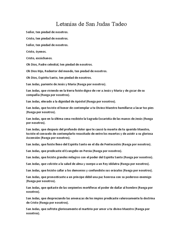 Letanías a San Judas Tadeo | PDF | Cristo (título) | Pecado