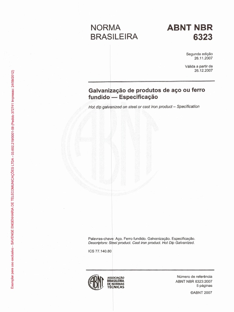NBR 6323 Abnt0001 | PDF | Galvanização | Materiais