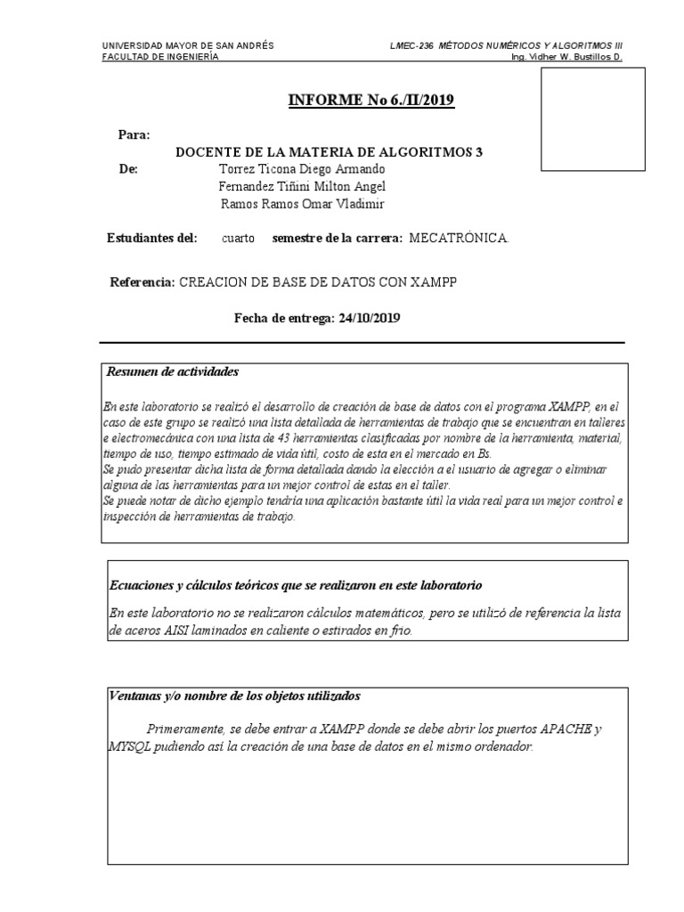 Informe Algoritmos III 6 | PDF | Bases de datos | Laboratorios