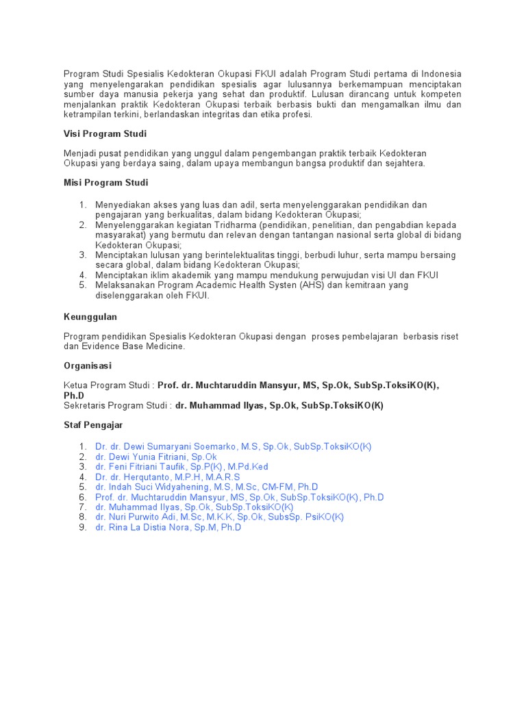 Visi Program Studi | PDF