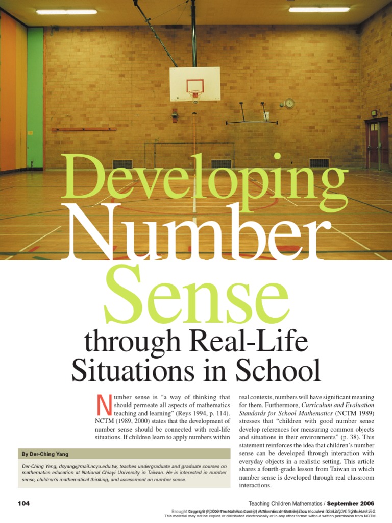 Developing Number Sense Through Real-Life Situations in School | PDF