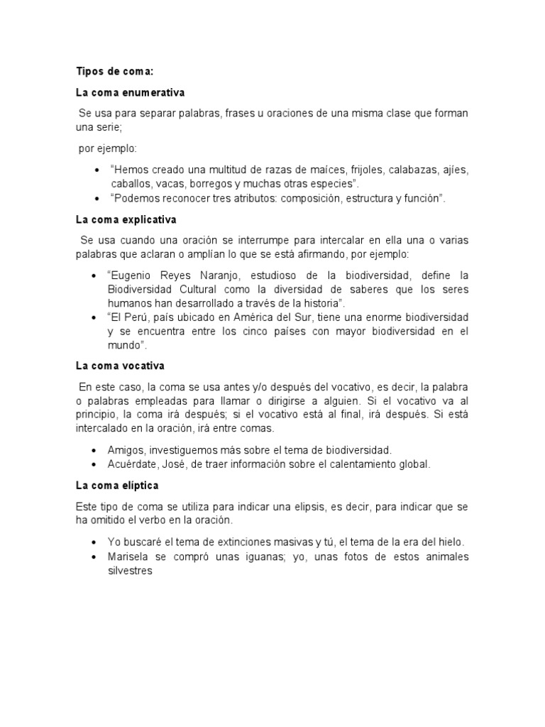 Tipos de Coma | PDF