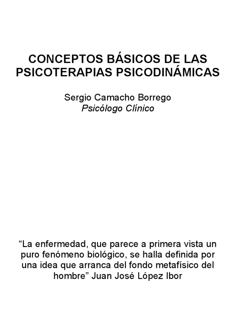 Conceptos Básicos de Las Psicoterapias Psicodinámica | PDF | Sigmund Freud | Psicoanálisis