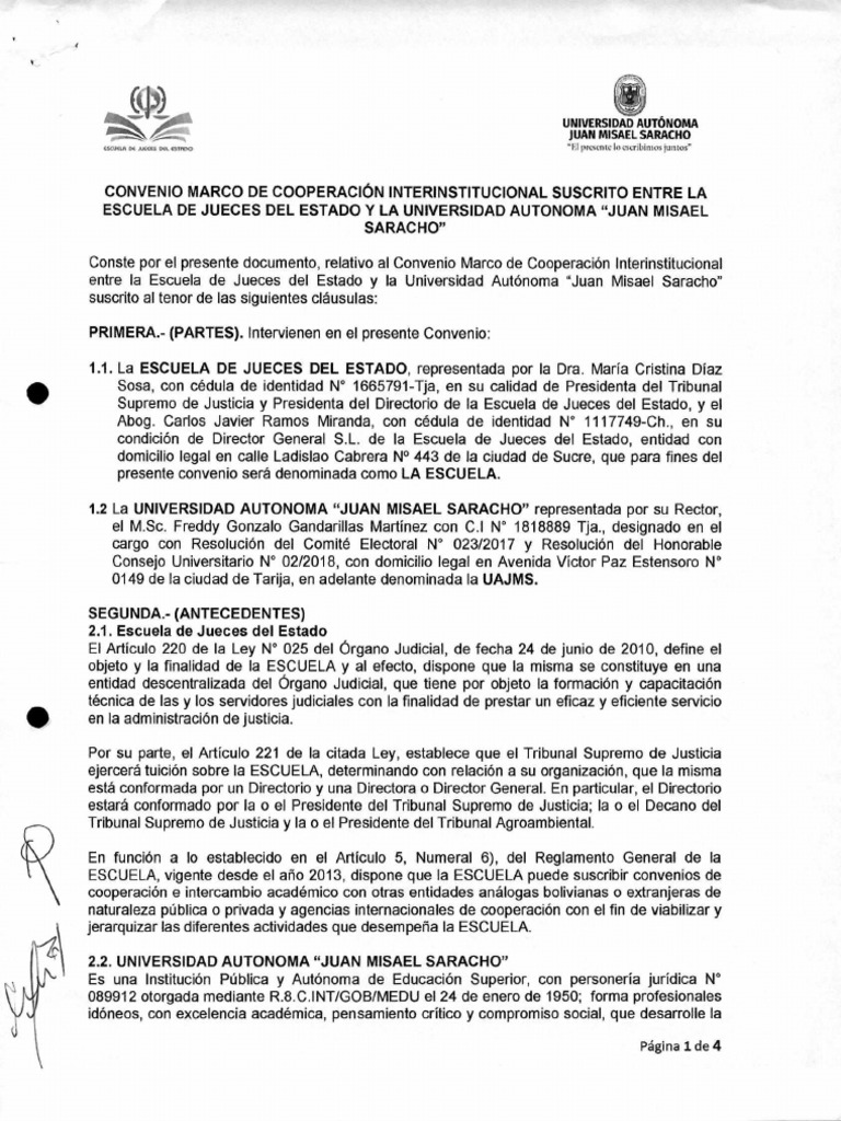 Convenio Misael Saracho | PDF