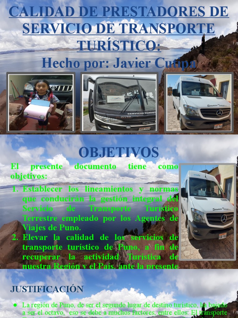 CALIDAD DE PRESTADORES DE SERVICIO DE TRANSPORTE TURÍSTICO - Hecho Por - Javier Cutipa | PDF ...