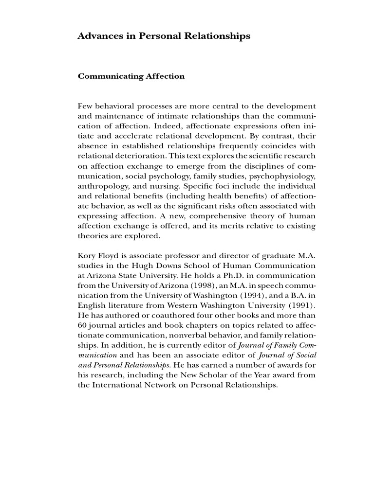 (Kory Floyd) Communicating Affection Interpersona | PDF