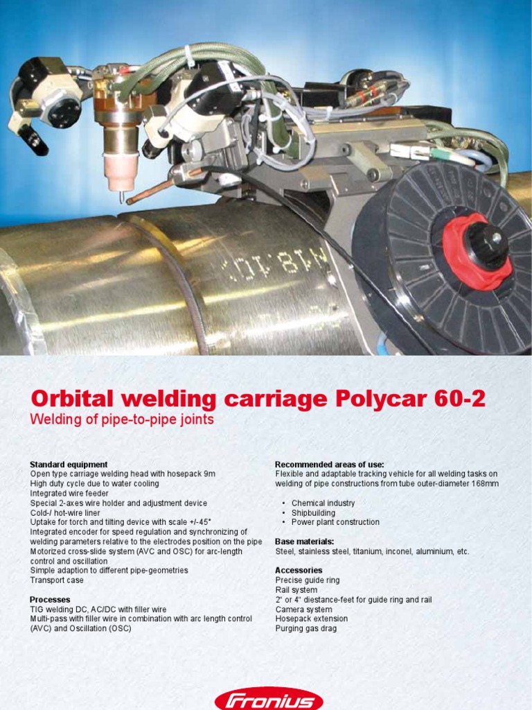 Orbital Welding Carriage Polycar 60-2: Welding of Pipe-To-Pipe Joints | PDF
