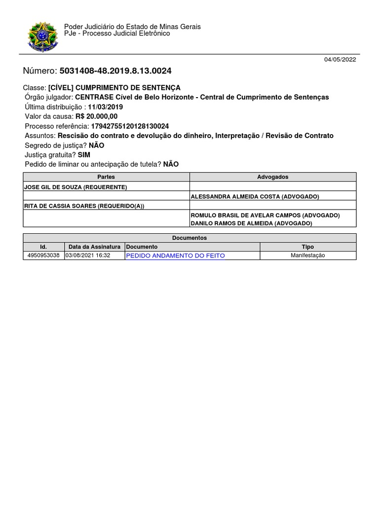 Modelo de Pedido de Andamento Do Processo | PDF