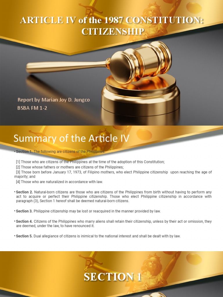 Article IV of The 1987 Constitution | PDF | Naturalization | Citizenship