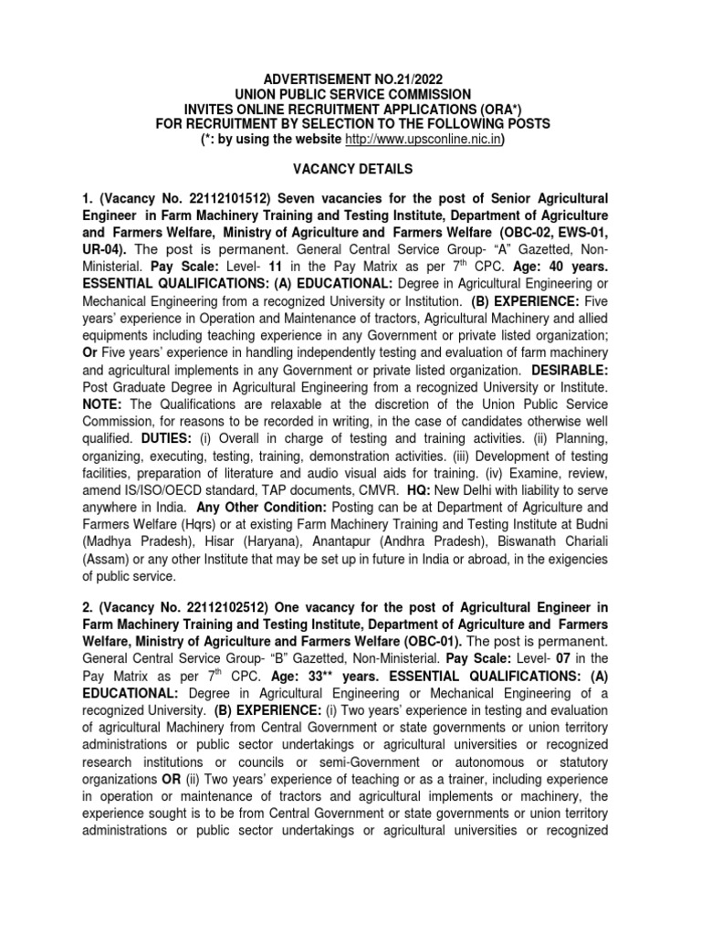 Advt No 21 2022 Engl 111122 | PDF