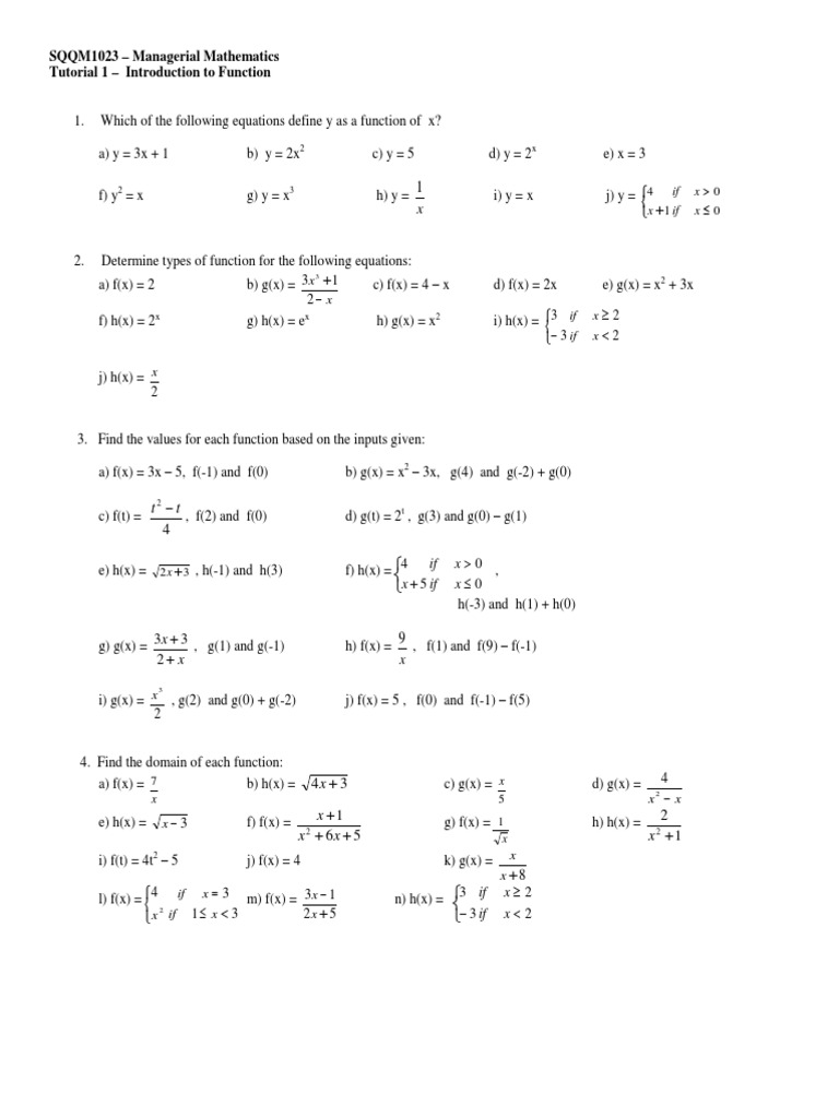 Tut 1 | PDF | Function (Mathematics) | Exponentiation
