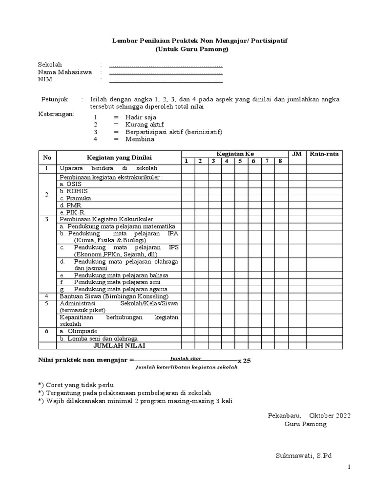 Lampiran Penilaian | PDF