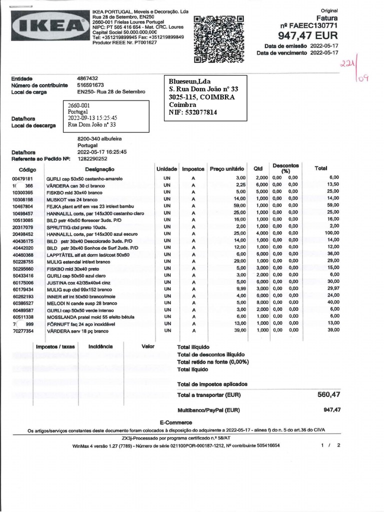 Fatura Do IKEA | PDF