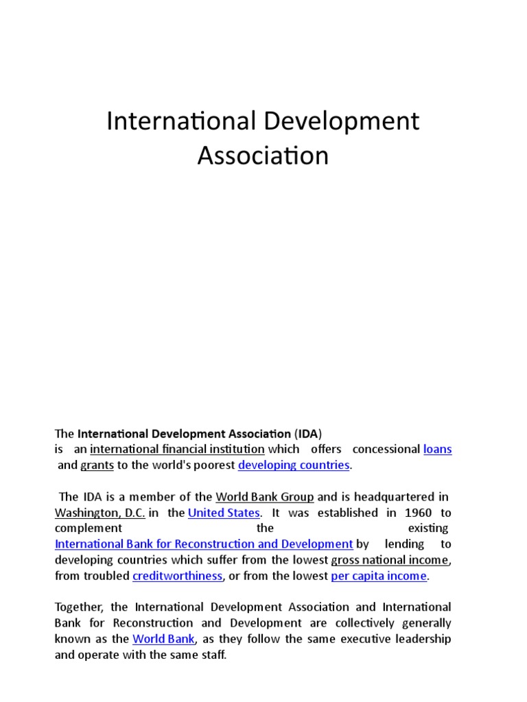 International Development Association Overview | PDF | International ...