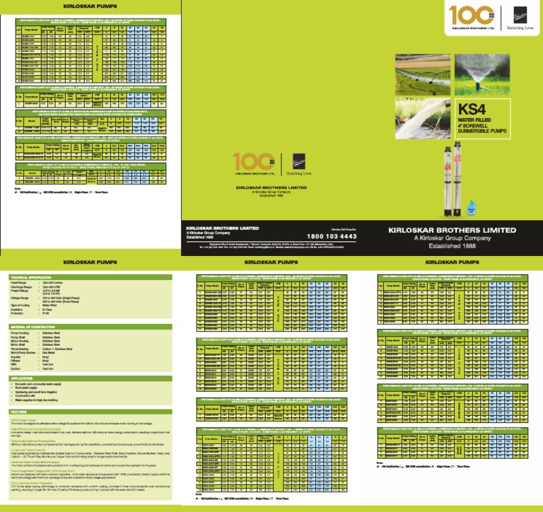 KS4 4 Inchs Borewell Submersible Pumps | PDF | Alternating Current | Volt