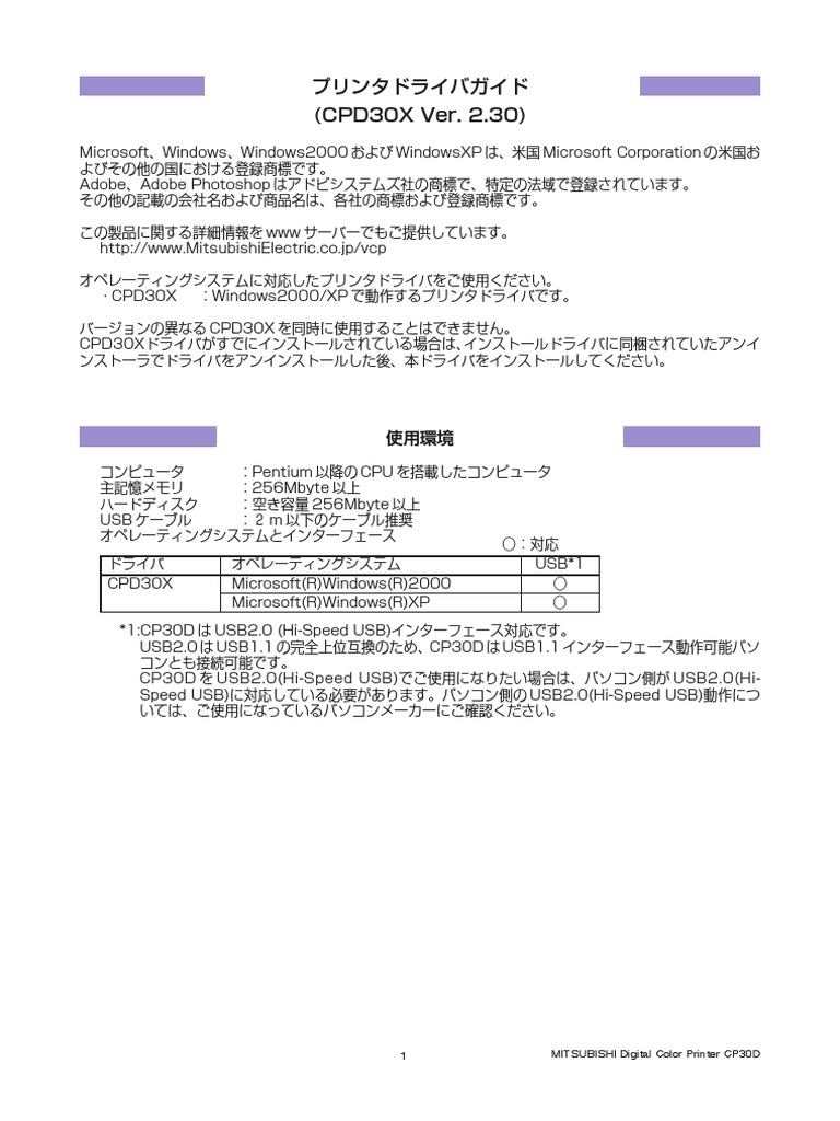 CPD30XJ Ver230 DriverGuide | PDF