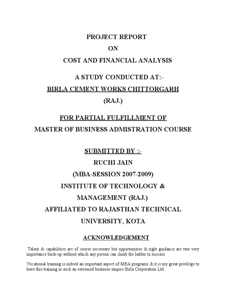 PROJECT REPORT Birla | PDF