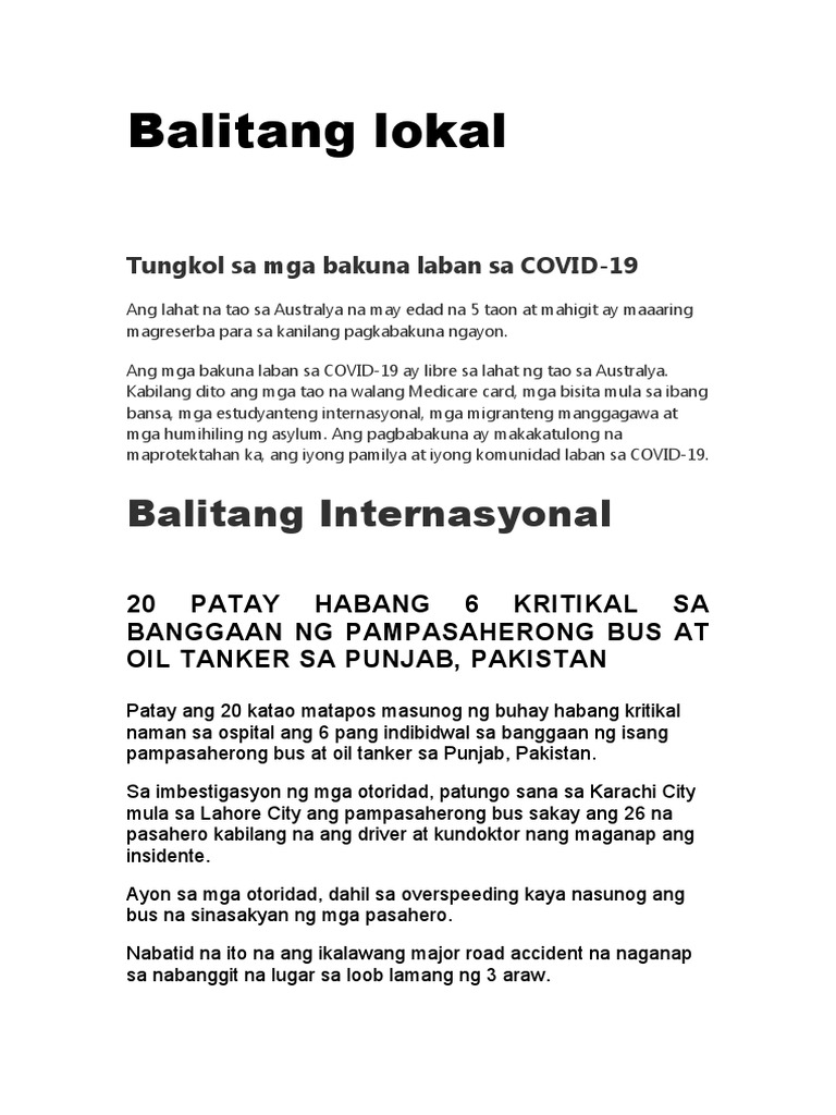 Balitang Lokal | PDF