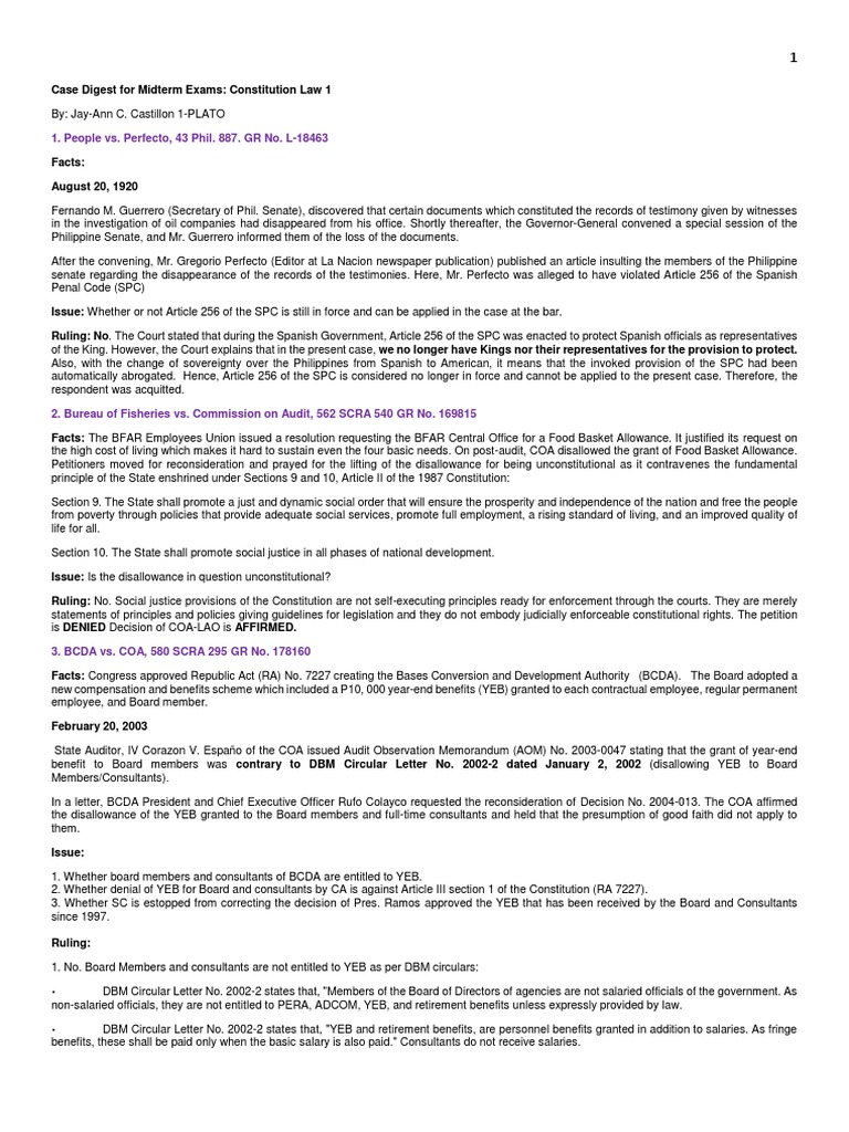Consti 1 Case Digest | PDF | Social Science