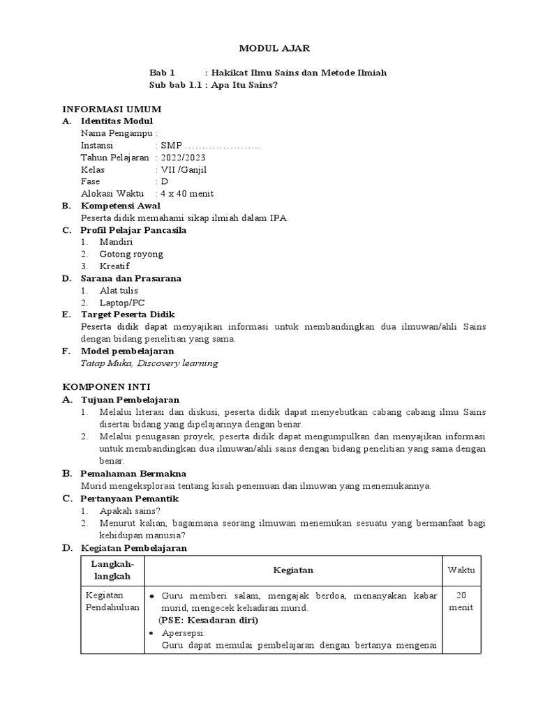 Judul Modul Ilmu Sains | PDF