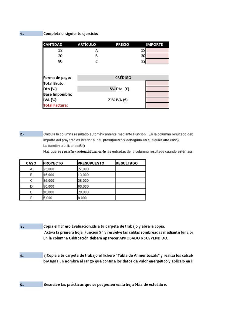 Práctica 3 Excel | PDF