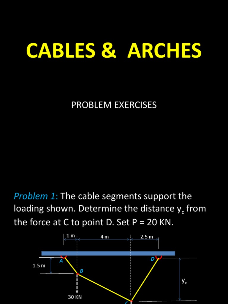 Cable and Arch Problem Exercises | PDF | Truss | Mechanical Engineering