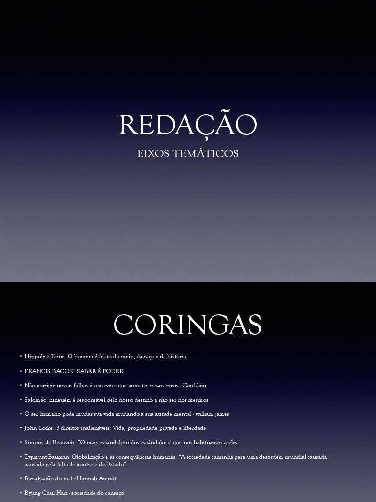 Eixos temáticos e coringas para redação | PDF | Brasil | Brasileiros Eixos temáticos e coringas para redação | PDF | Brasil | Brasileiros