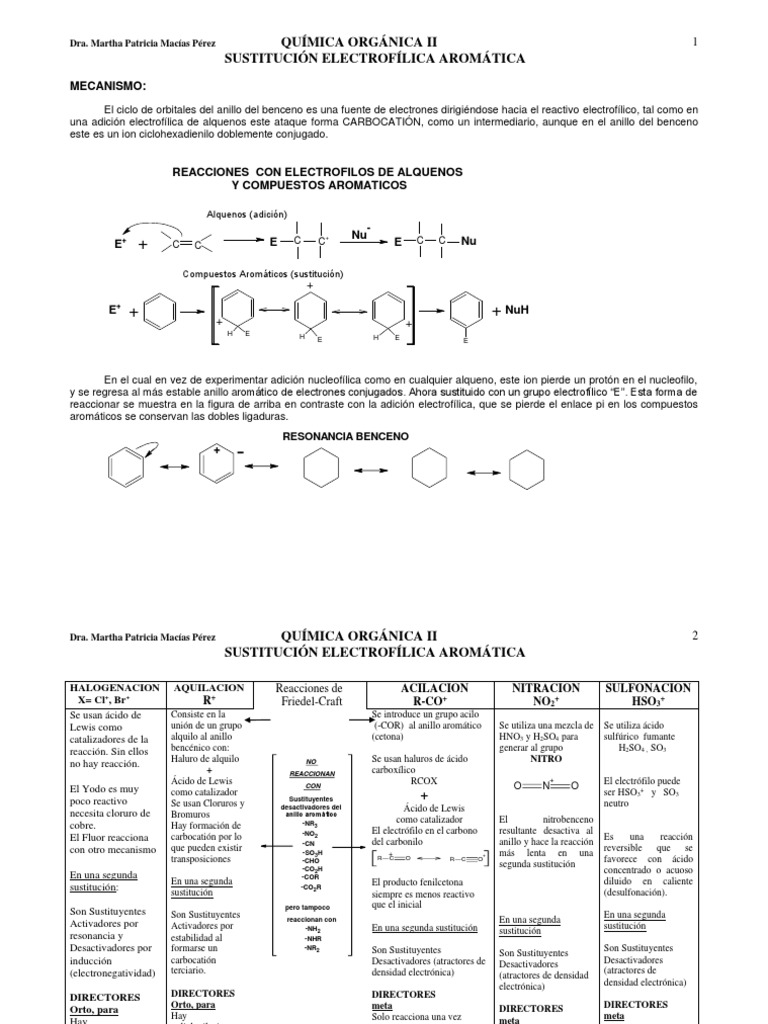 Sustitución Electrofílica Aromática | PDF
