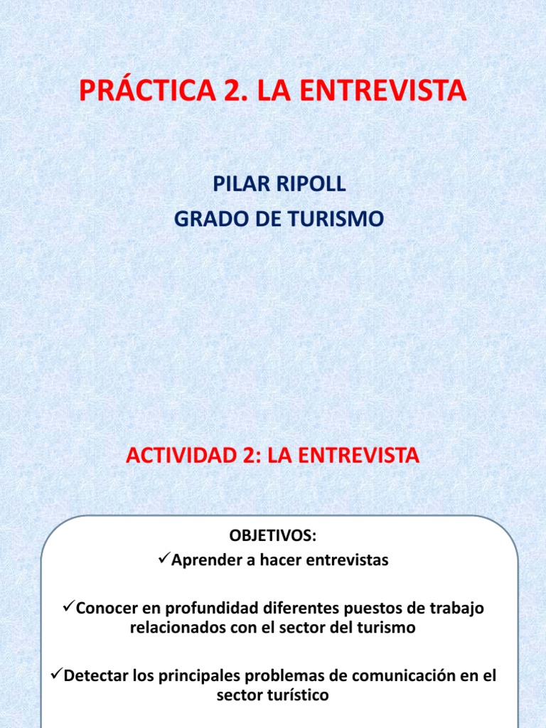 Actividad de Entrevista en Turismo | PDF | Negocios | Relaciones ...