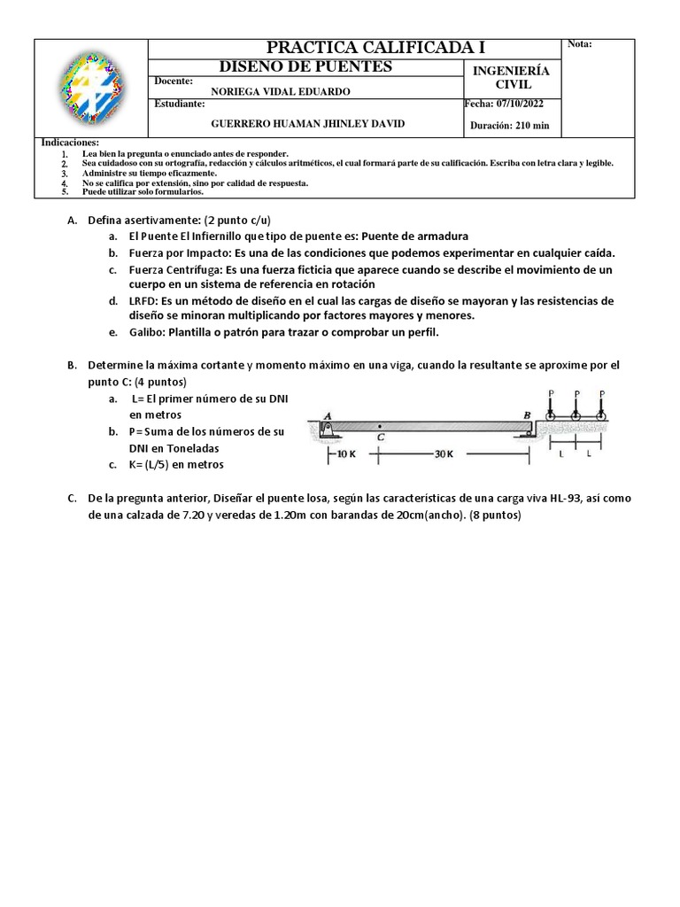E Puentes Practica Calificada 1 Pdf