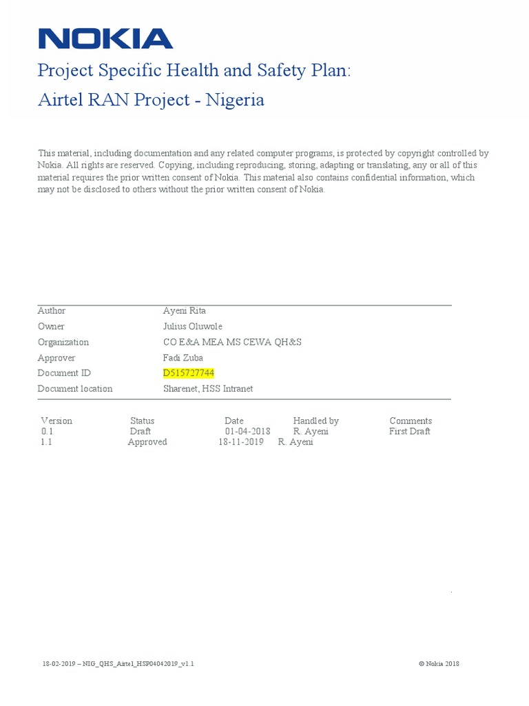 Project H&S Plan Example | PDF