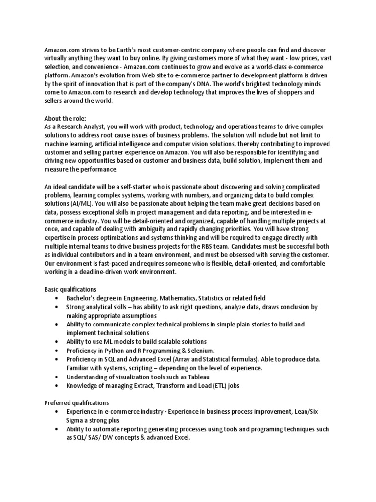 Amazon-Business Research Analyst | PDF