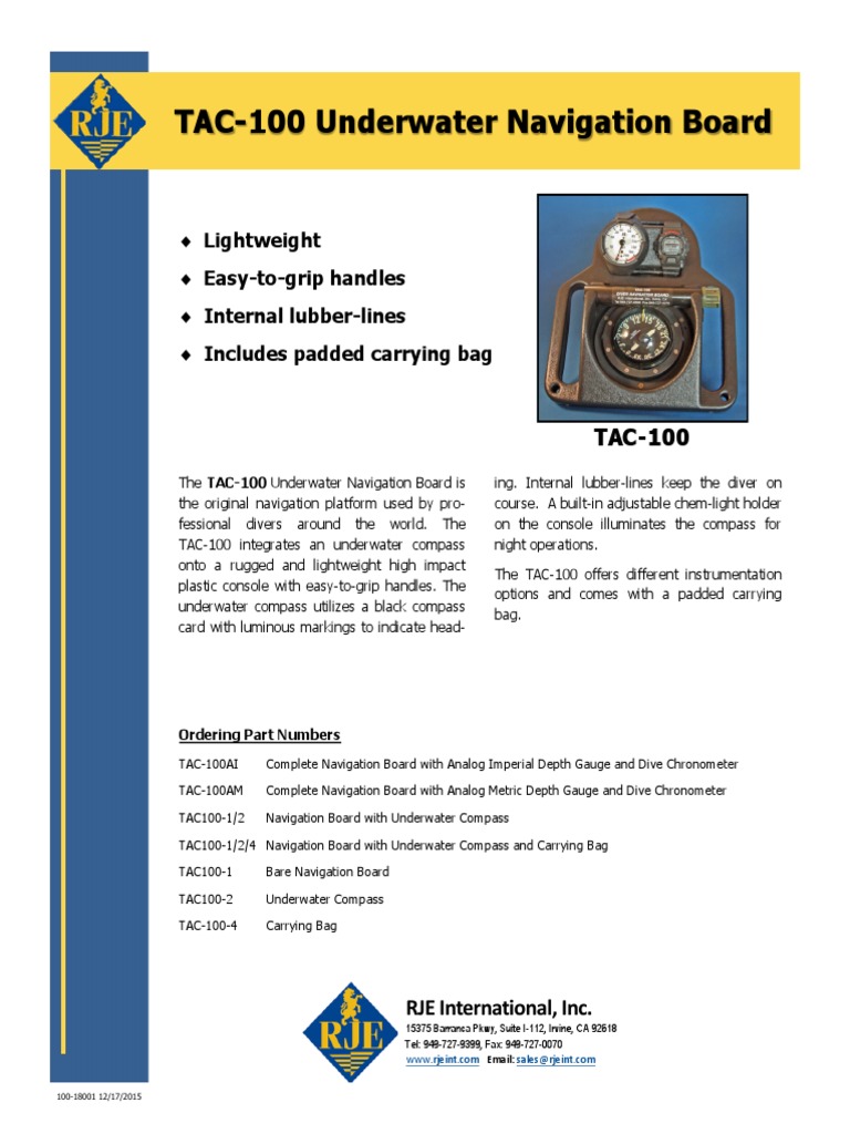 TAC-100 Underwater Navigation Board | PDF | Compass | Navigation