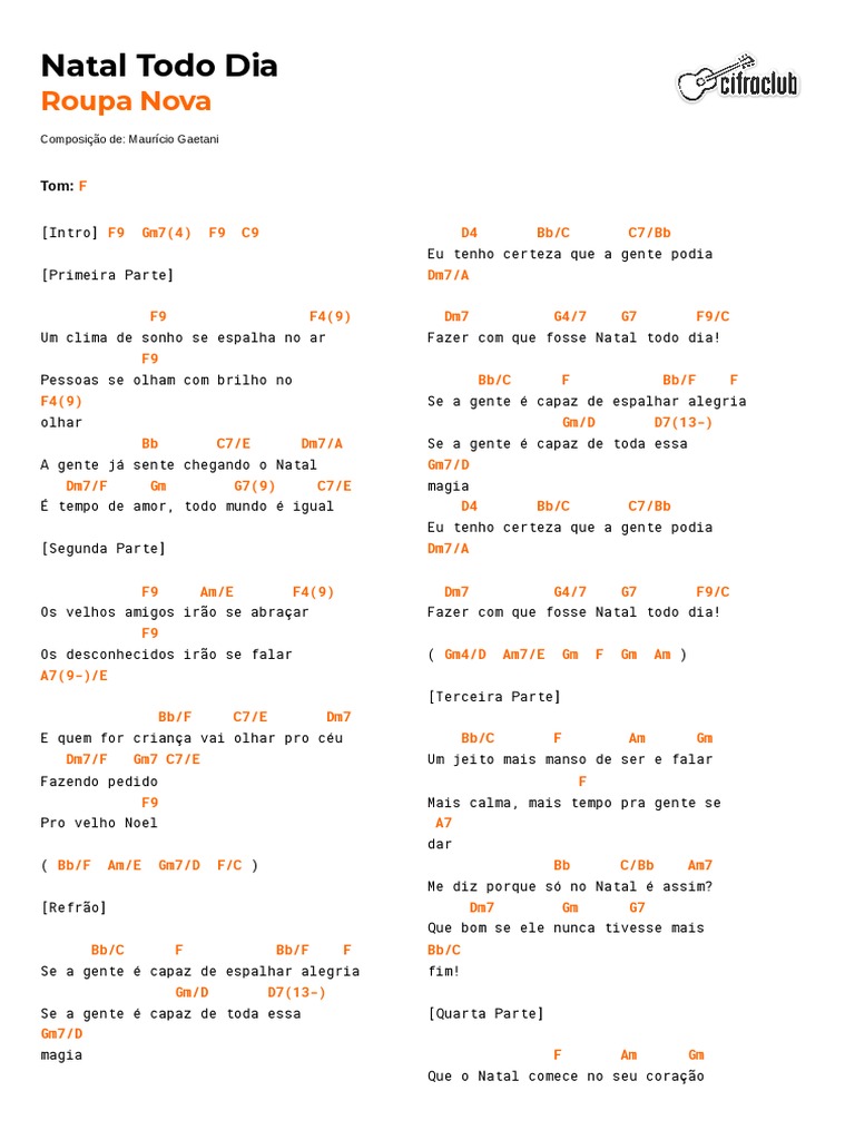 Cifra Club - Roupa Nova - Natal Todo Dia | PDF