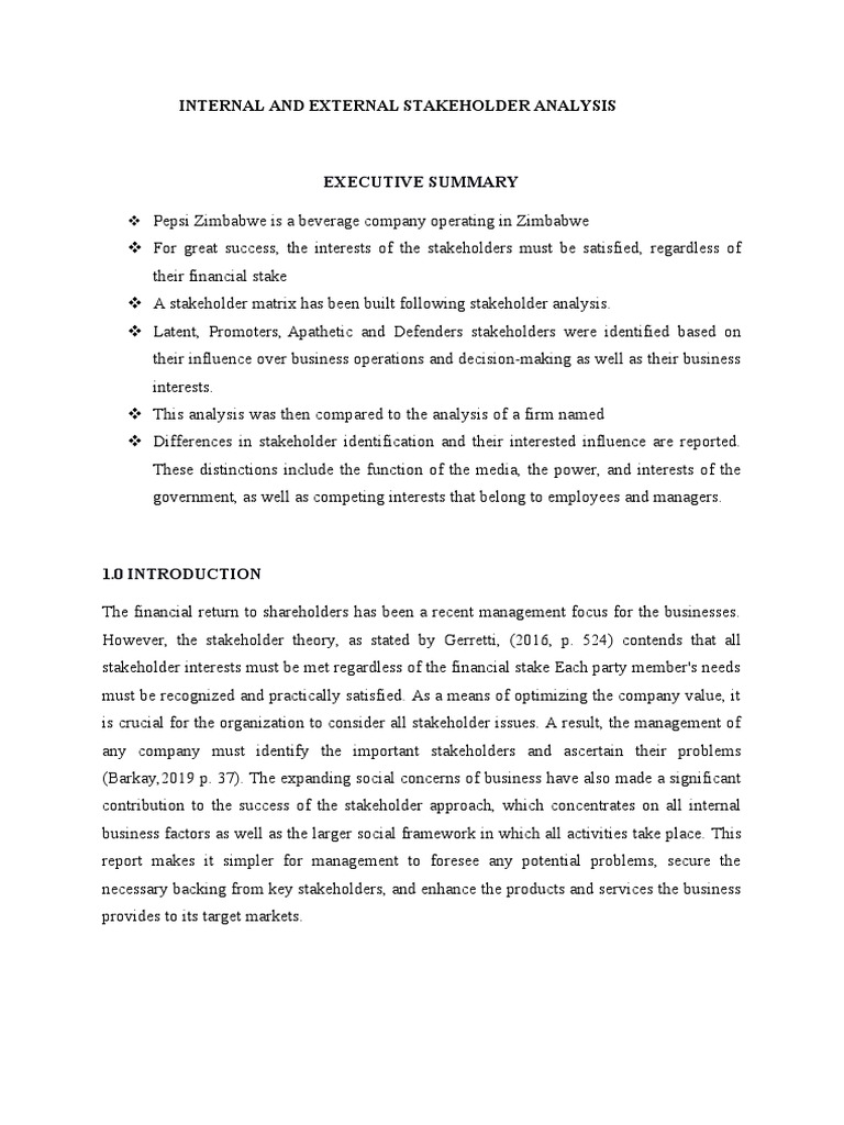 Stakeholder Analysis | PDF