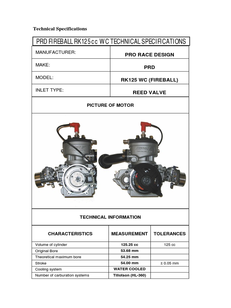 Ficha Técnica PRDFireball 125 W | PDF