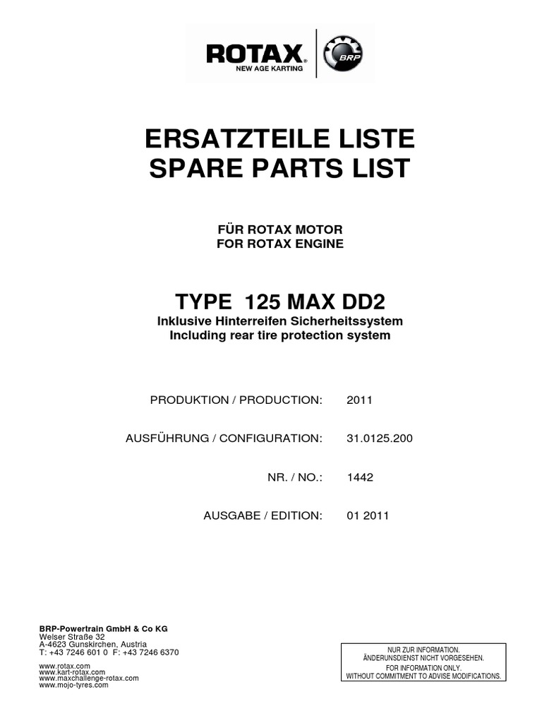 Manual Despiece Rotax Max DD2125 Inglés | PDF