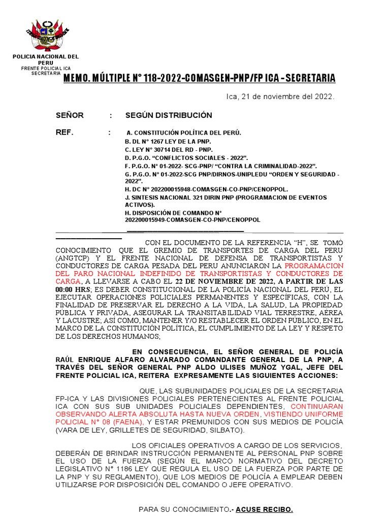 Memo Multiple N°118-2022 - Continuar Orden de Alerta Absoluta | PDF | Negocios