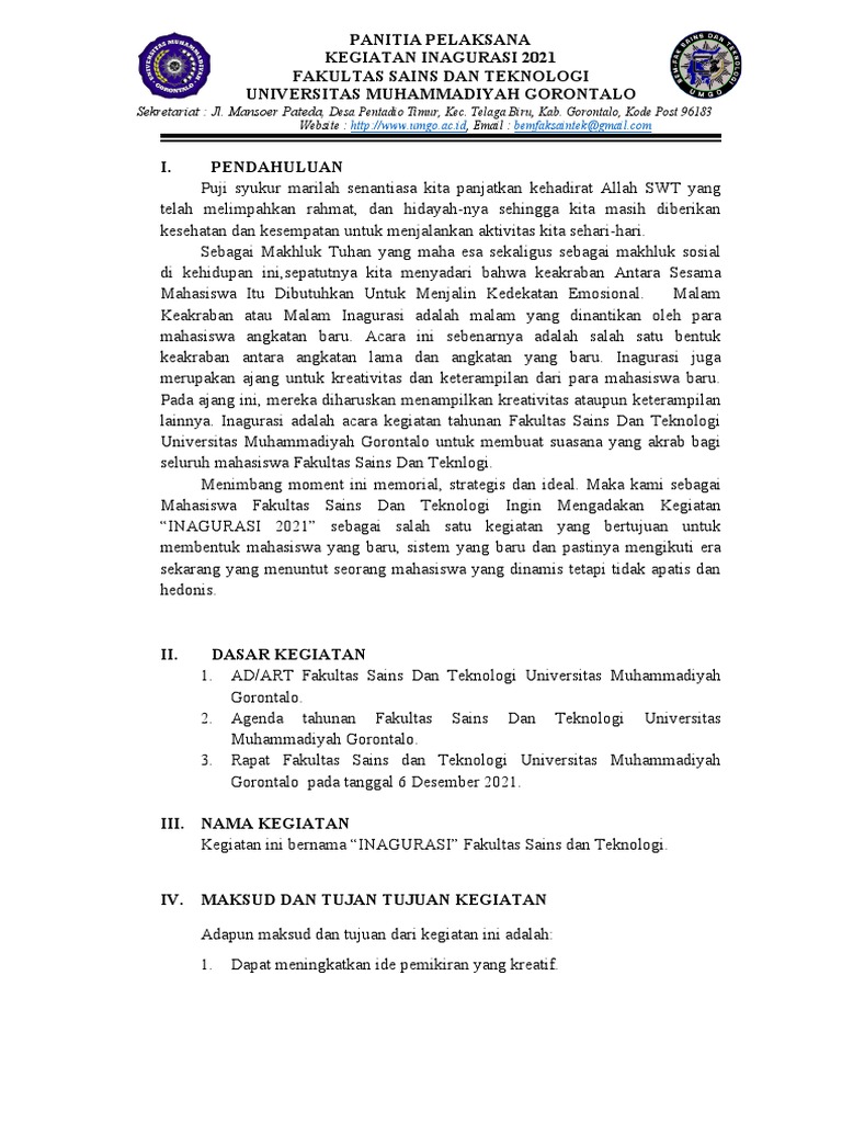 Proposal Inagurasi 2021 | PDF | Kesehatan Holistik | Sains & Matematika