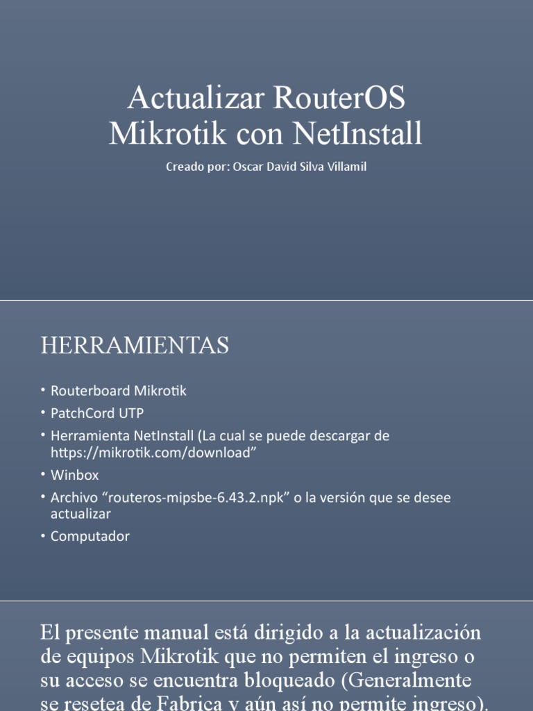 Actualizar RouterOS Mikrotik Con Netinstall | PDF | Archivo de computadora | Ciencias de la ...
