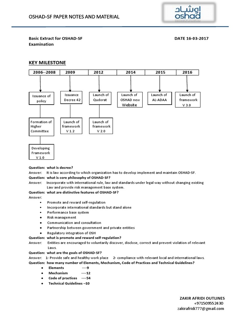 Oshad-Sf General Paper Notes | PDF | Occupational Safety And Health | Audit