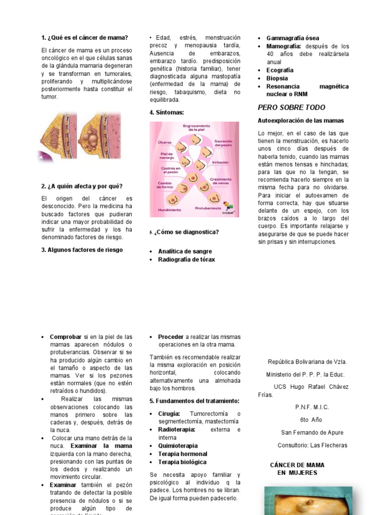 Triptico de Cancer D Mama | PDF | Cáncer de mama | Cáncer Triptico de Cancer D Mama | PDF | Cáncer de mama | Cáncer
