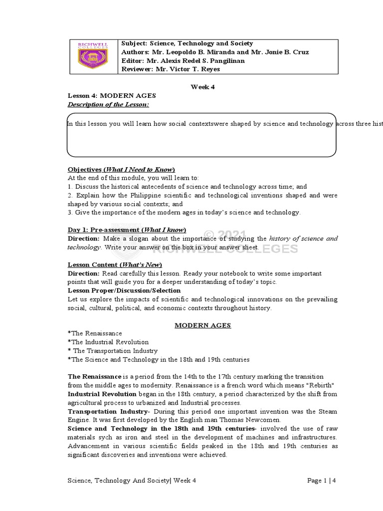 Lesson 4 Week 4 | PDF | Science | Steam Engine