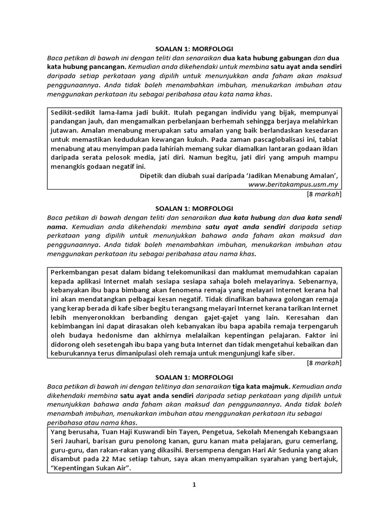 Soalan Kata Tugas | PDF