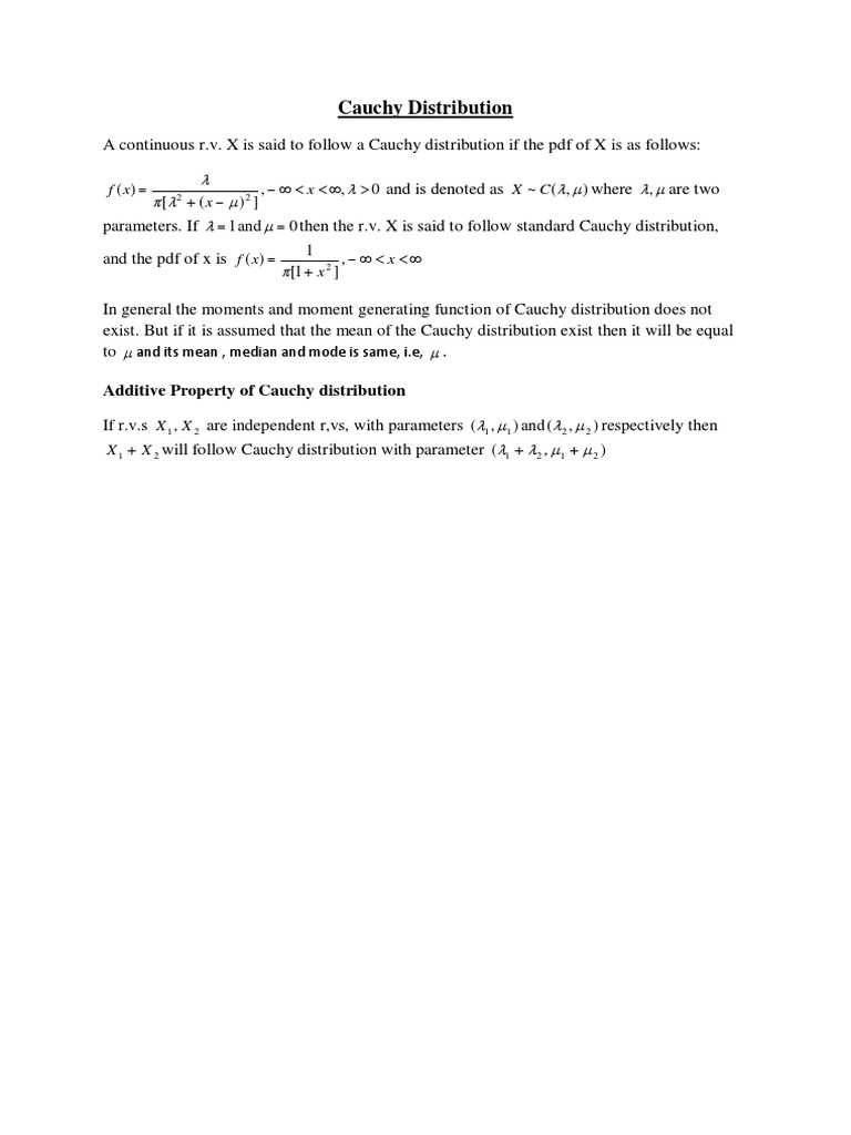Cauchy Distribution | PDF Cauchy Distribution | PDF