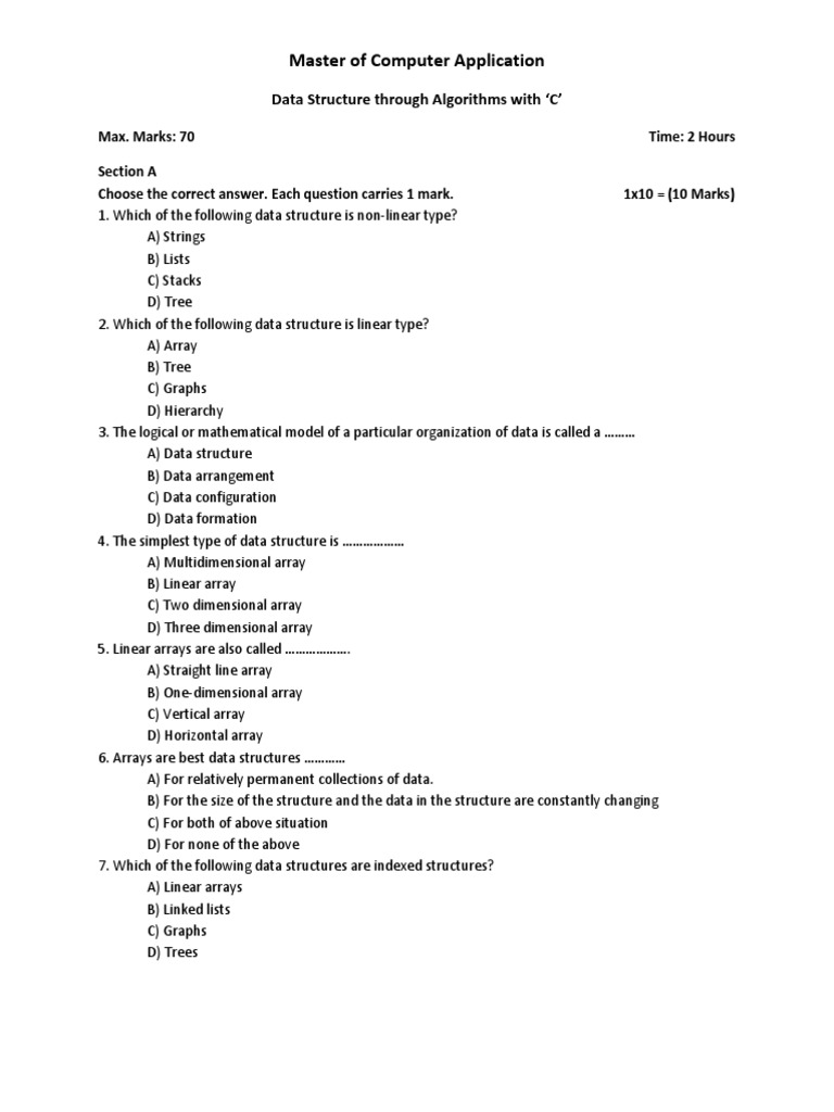 4 Mca Data Structure C 1 | PDF | Array Data Structure | Data Structure