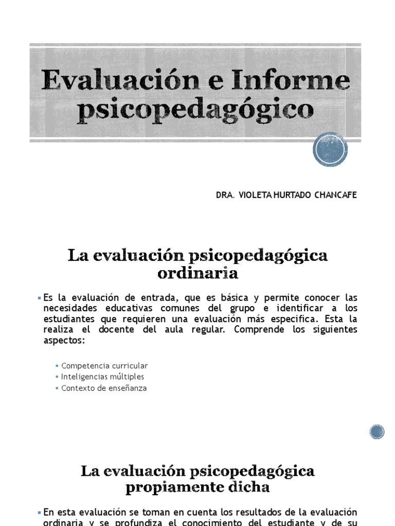 5 Evaluación e Informe Psicopedagógico | PDF | Evaluación | Maestros