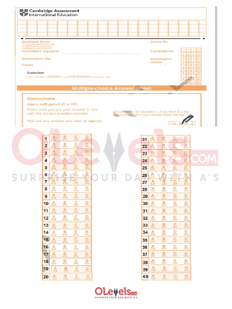 Multiple Choice Answer Sheet Sample Form | PDF