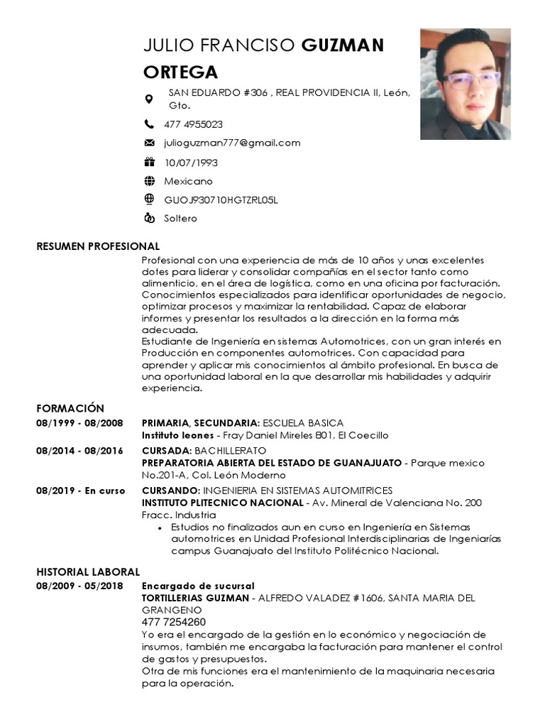 Ejemplo de CV | PDF | Economias